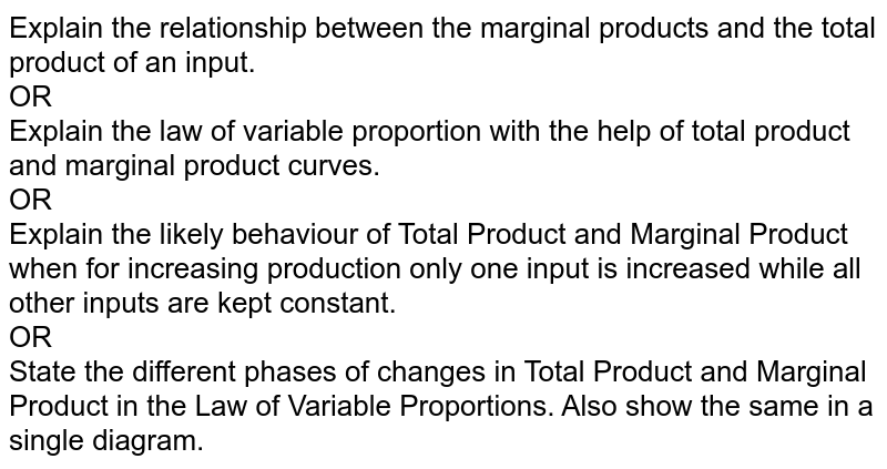 State different phases of the law of variable proportions on the b