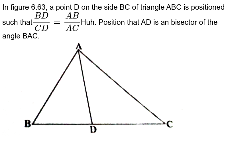In a traingle ABC AD is the bisector of angle BAC and I is its inc