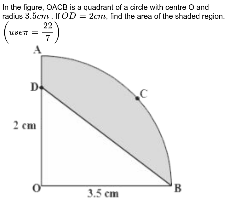 In Fig.12.27 OACB is a quadrant of a circle with centre O and radi