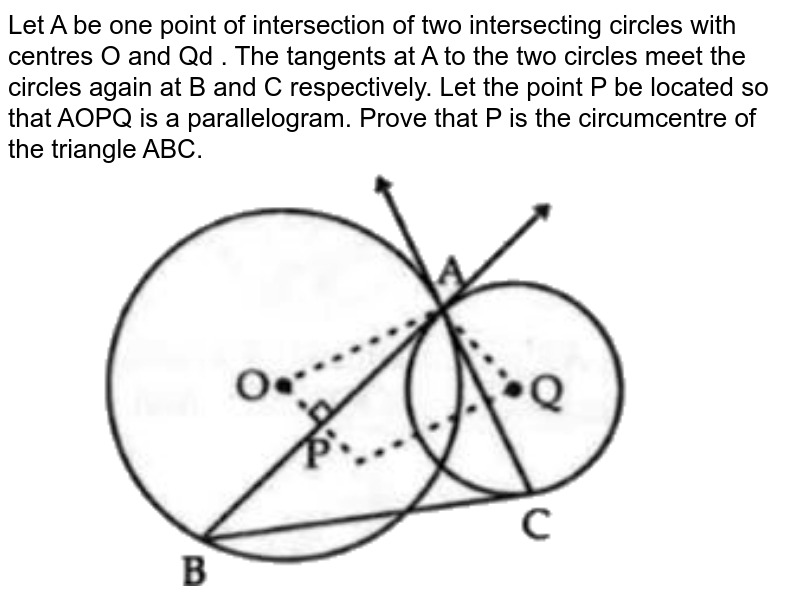 Let A be one point of intersection of two intersecting circles wit