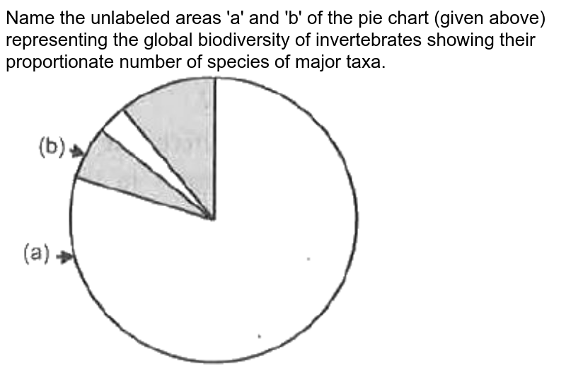 Name the unlabeled areas a & b of the pie chart representing the b