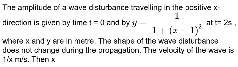 The amplitude of a wave disturbance propagating in the positive x-