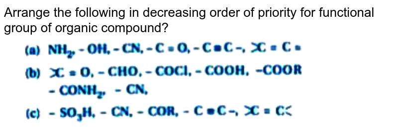 What Is The Priority Order Of All The Functional Groups