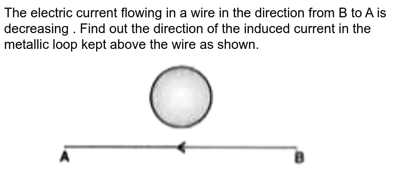 The electric current flowing in a wire in the direction from B to