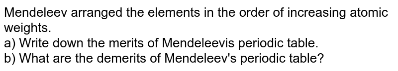 What are the merits of Mendeleev’s Periodic Table?