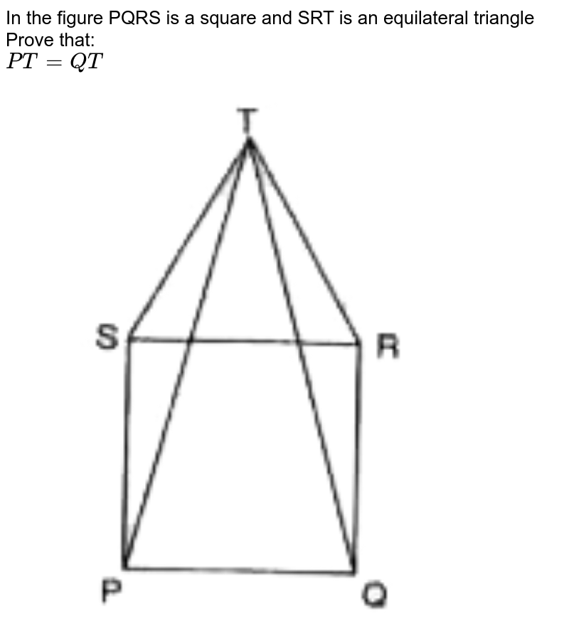 In Fig. 10.23 PQRS is a square and SRT is an equilateral triangle