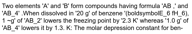 Two elements A and B form compounds having formula AB2 and AB4. Wh
