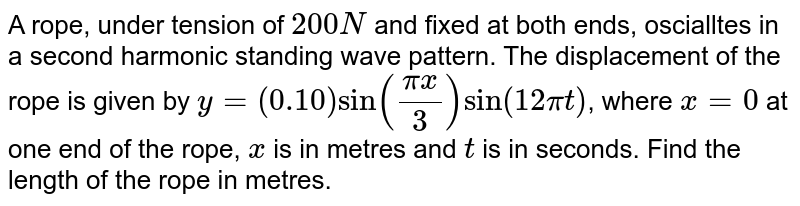 A rope under tension of 200N and fixed at both ends oscillates i