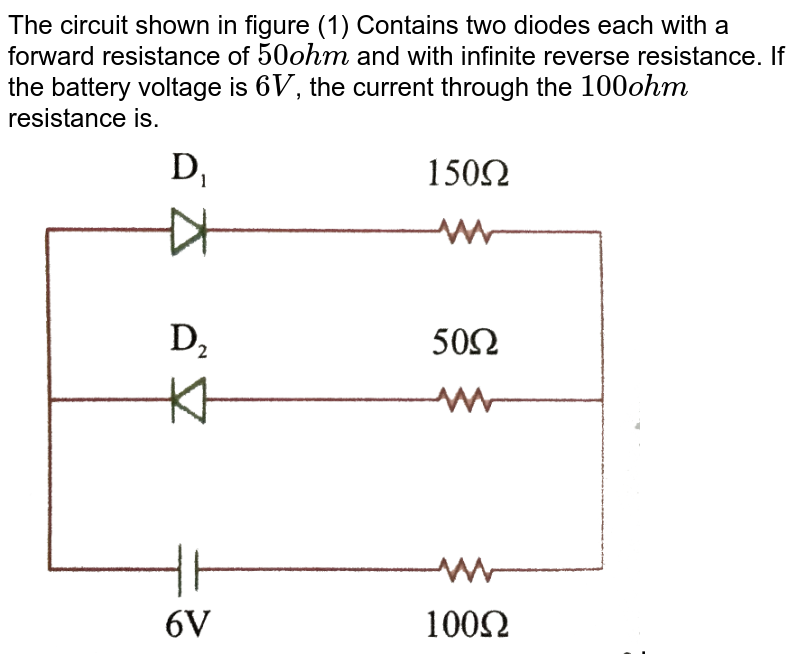 In the circuit shown in the figure the current iD through the idea