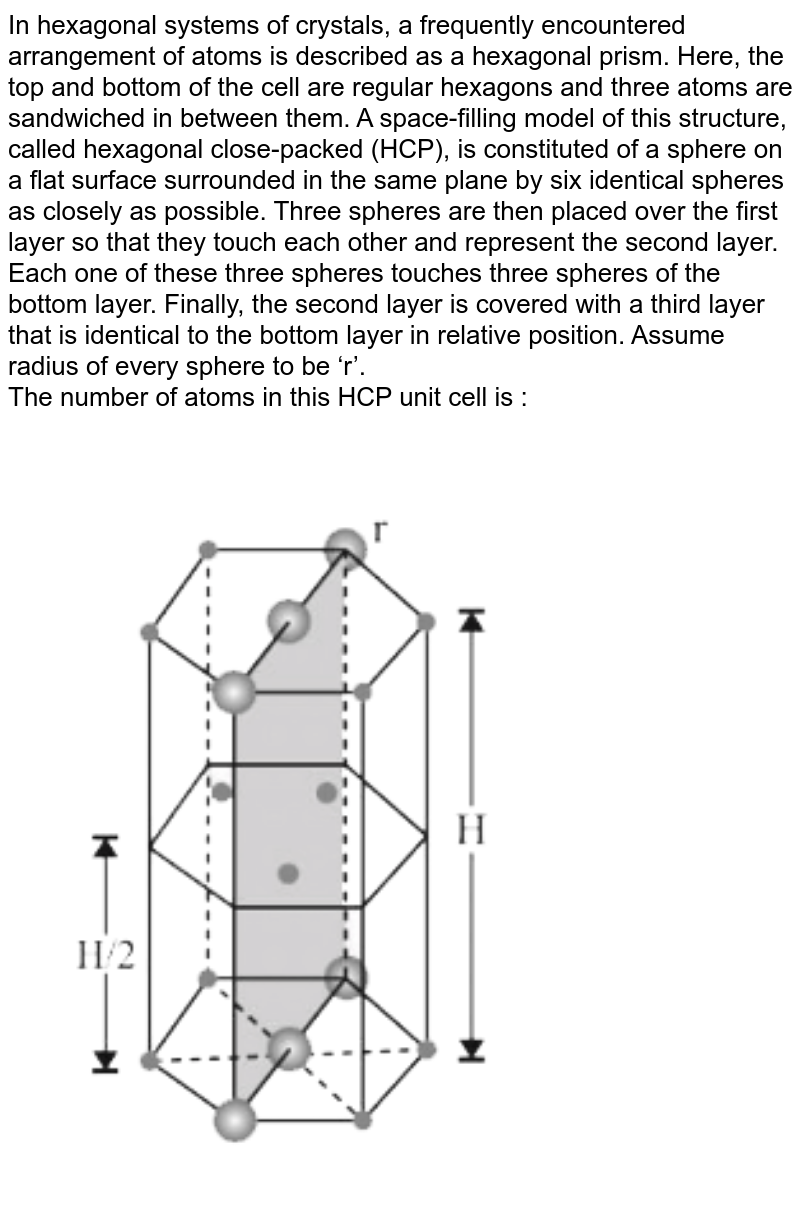 In hexagonal system of crystals a frequently encountered arrangem