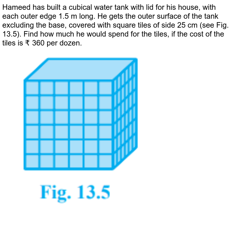 Hameed has built a cubical water tank with lid for his house with