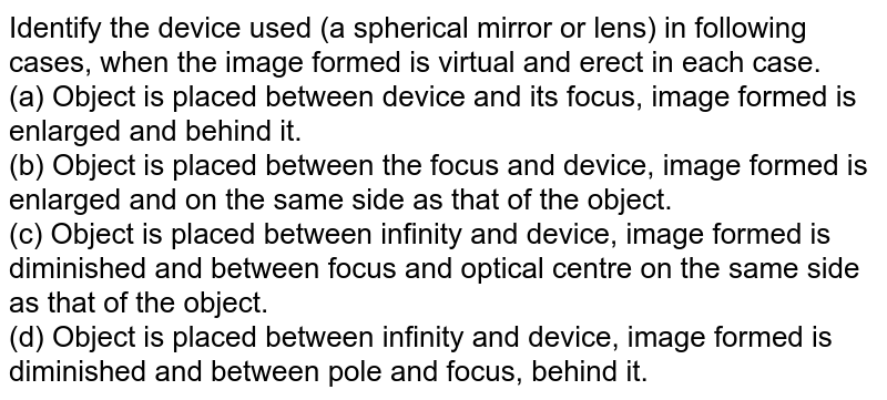 Identify the device used a spherical minor or lens in following ca