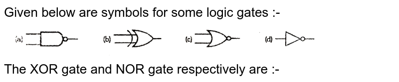 Given Below Are Symbols For Some Logic Gates.the Xor Gate And Nor