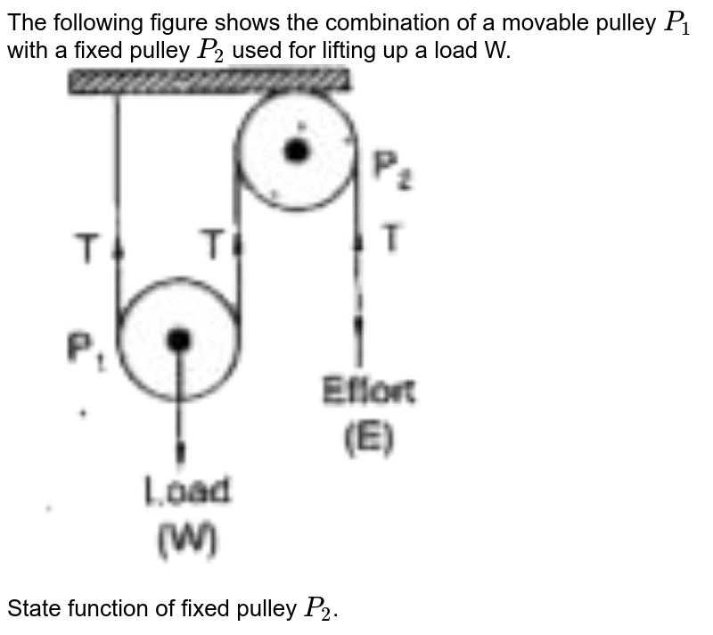 The alongside figure shows the combination of a movable pulley P1