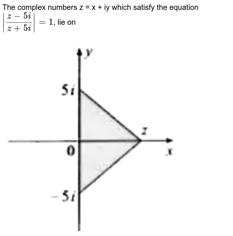 The complex numbers z = x + iy which satisfuy the equation |z - 5