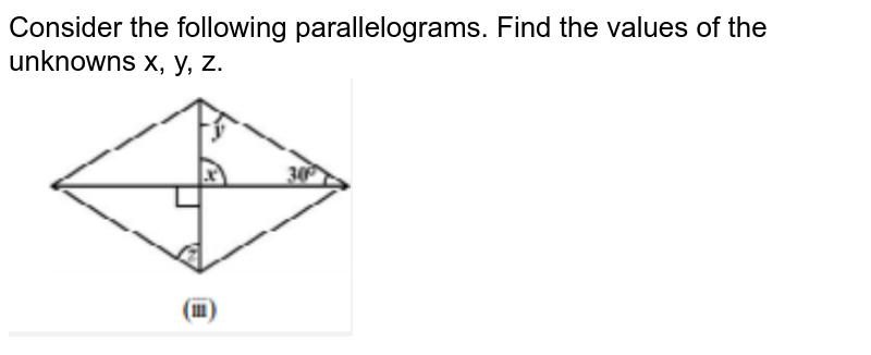 Consider the following parallelograms. Find the values of the unkn