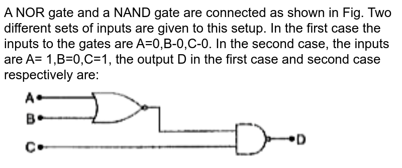 A Nor Gate And A Nand Gate Are Connected As Shown In The Figure T