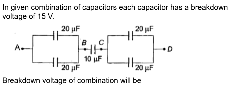 Each capacitor in the combination shown in figure has a breakdown