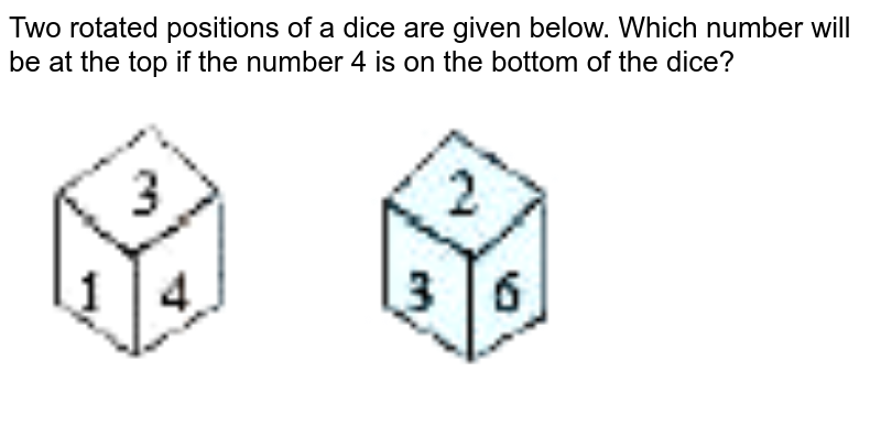 Two positions of a dice are shown. When number 3 is on the top wh