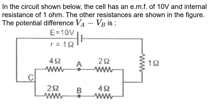The circuit is shown in figure the cell is ideal with e.m.f. of 1