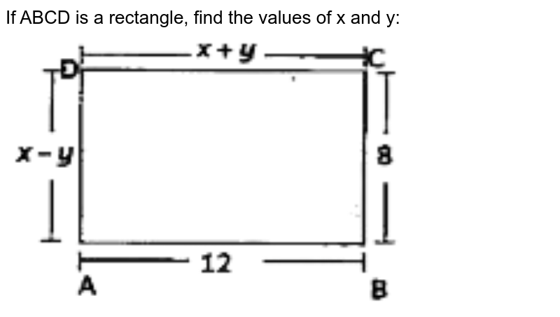 In the figure given below ABCD is a rectangle. Find the values of