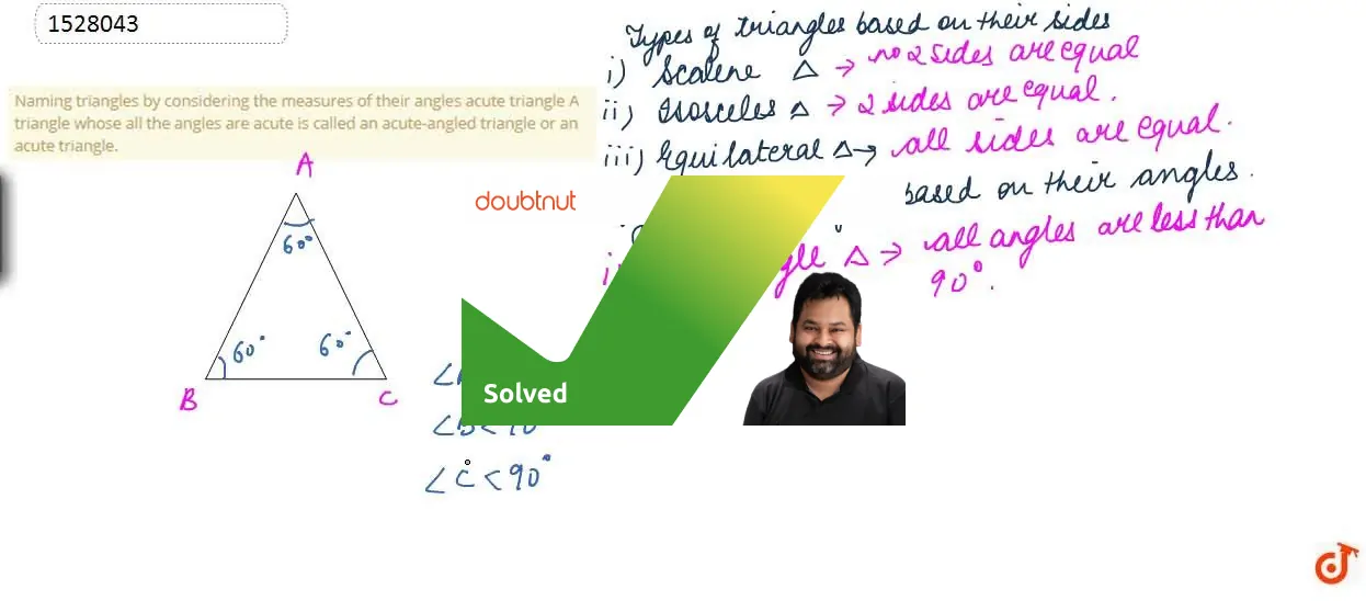 Naming triangles by considering the measures of their angles acute tri