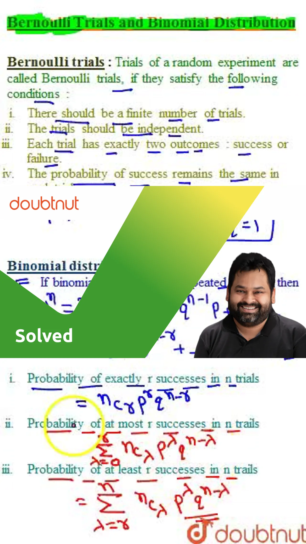 Bernoulli Trials and Binomial Distribution