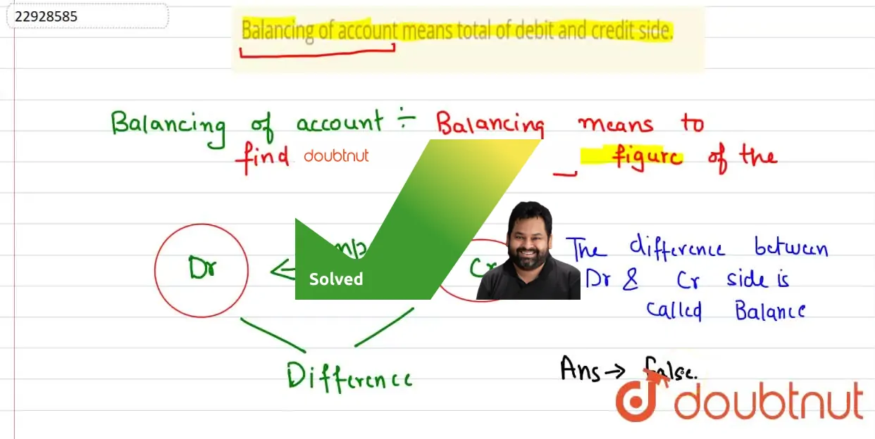 Balancing of account means total of debit and credit side.