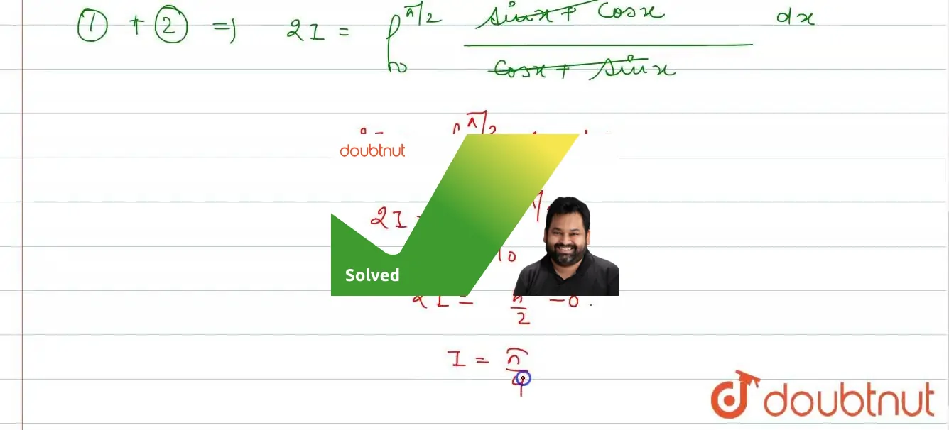 int(0)^(pi//2)(sinx)/((sinx+cosx))dx=?