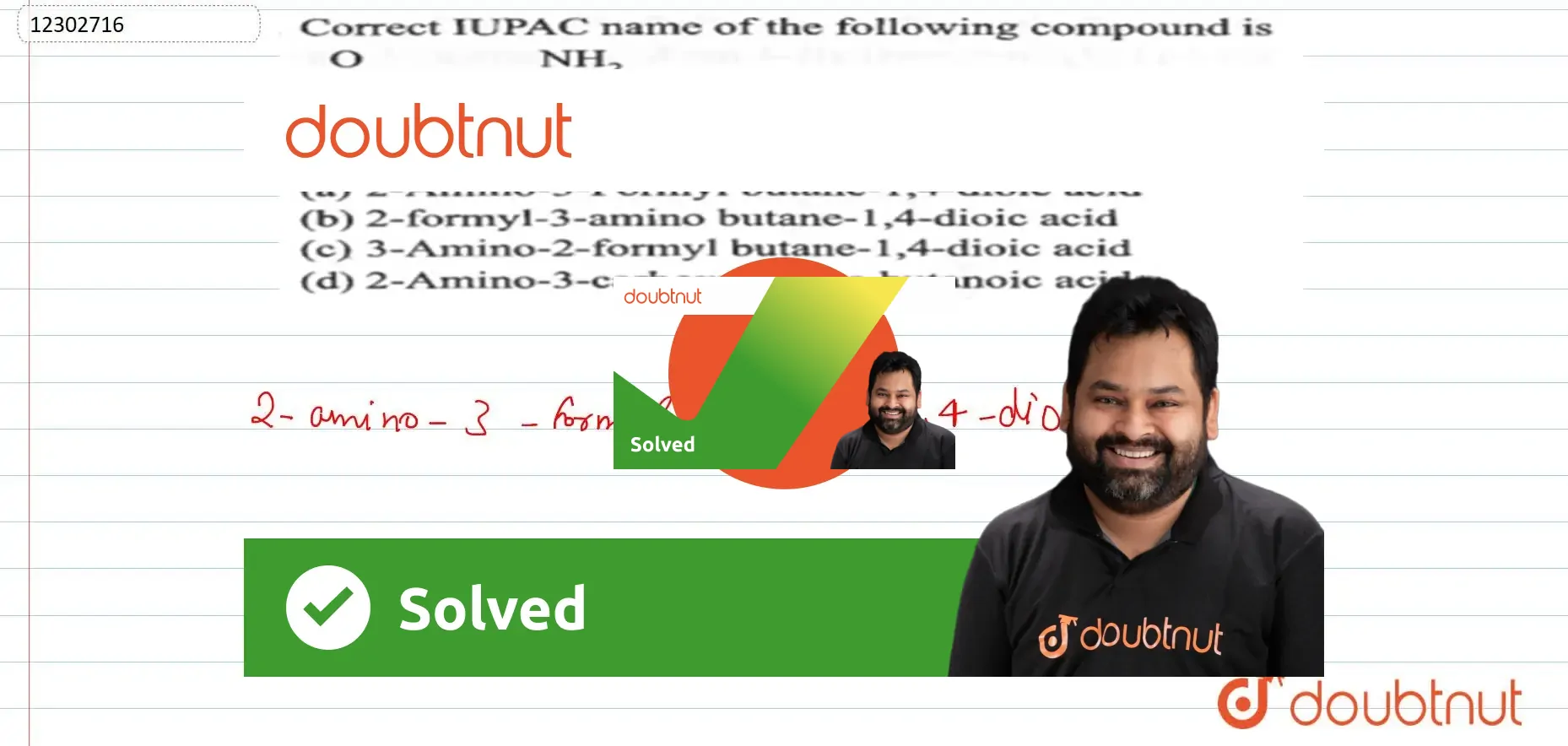 3- Amino -2- formyl butane -1,4-dioic acid