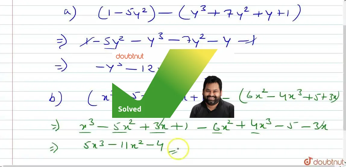 From (a)1-5y^2, take away y^3+7y^2+y+1 (b)x^3-5x^2+3x+1, take away 6