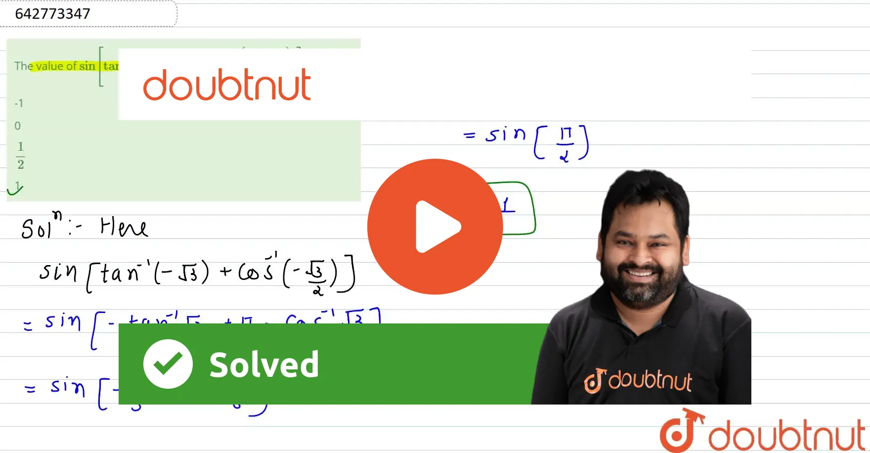  Gujrati The Value Of Sin tan 1 sqrt3 cos 1 sqrt3 2 Is