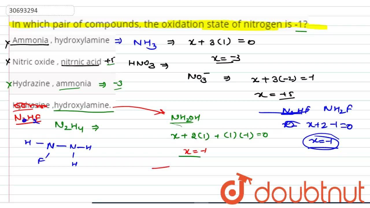 Oxidation State Of N