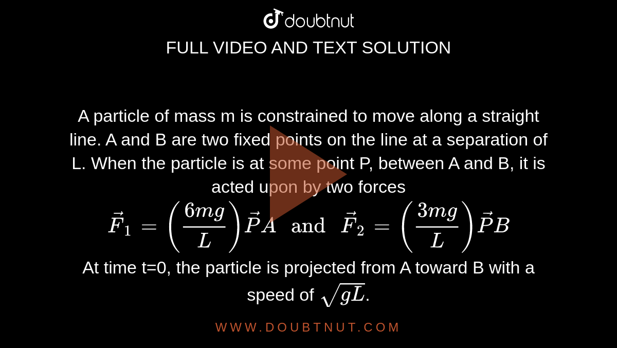 A Particle Of Mass M Is Constrained To Move Along A Straight Line A And B Are Two Fixed Points 8792