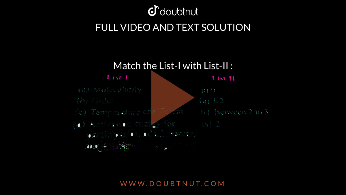 Match the List-I with List-II