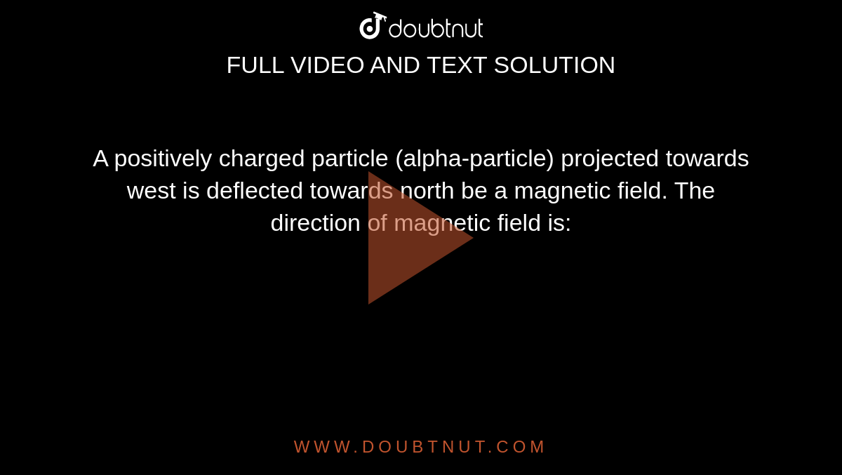 A positively charged particle (alpha-particle) projected towards west ... A positively charged particle (alpha-particle) projected towards west ...