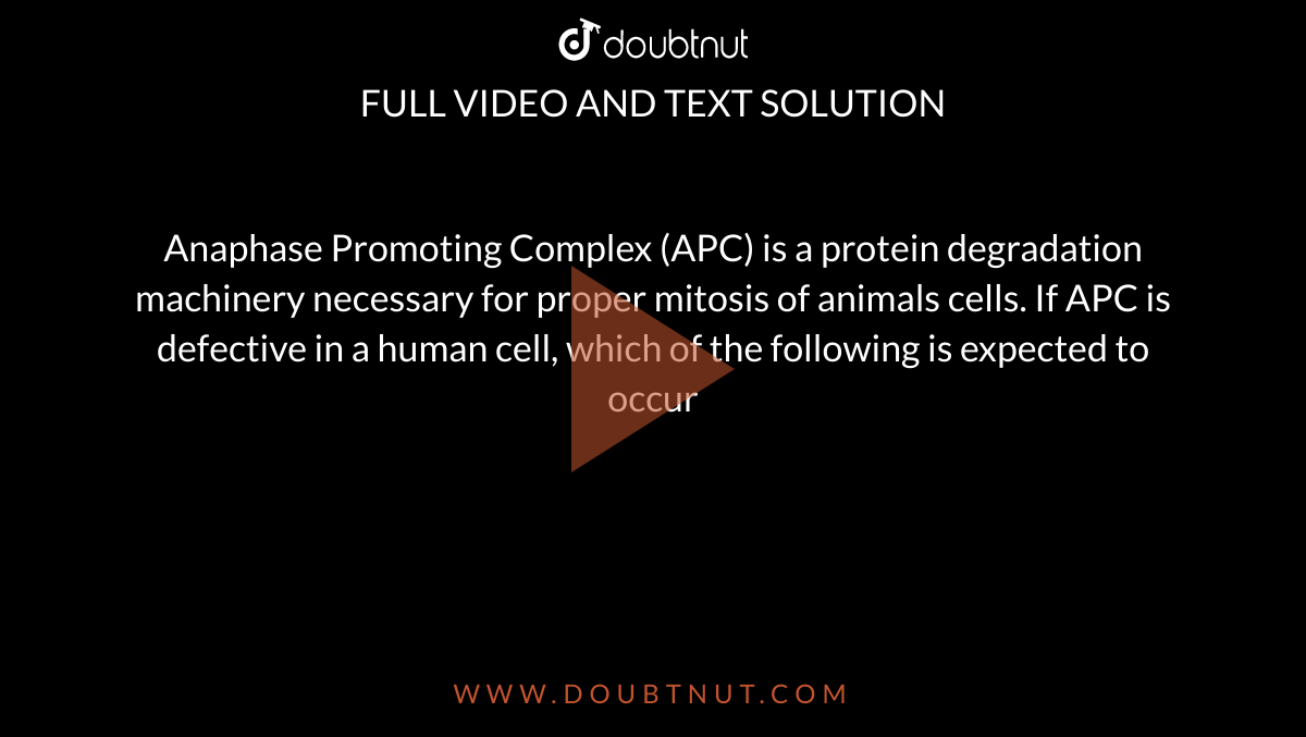 Anaphase Promoting Complex (APC) is a protein degradation machinery ne