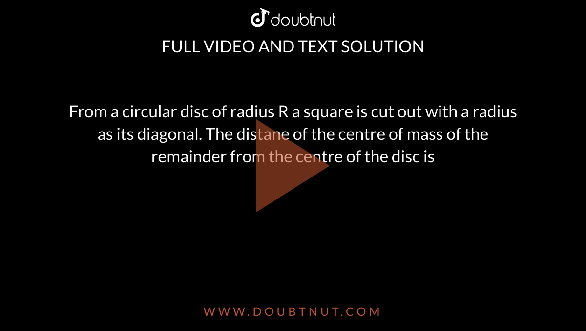 From a circular disc of radius R a square is cut out with a radius as