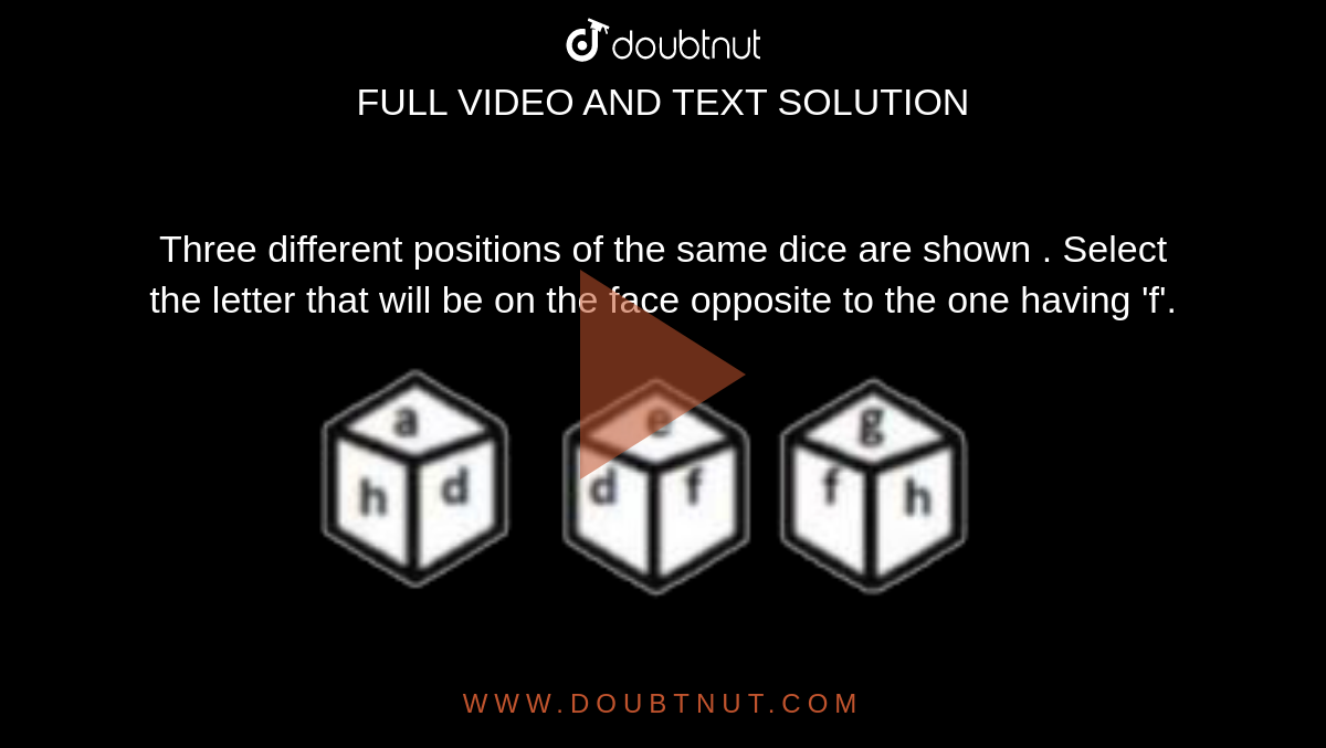 Three different positions of the same dice are shown . Select the lett