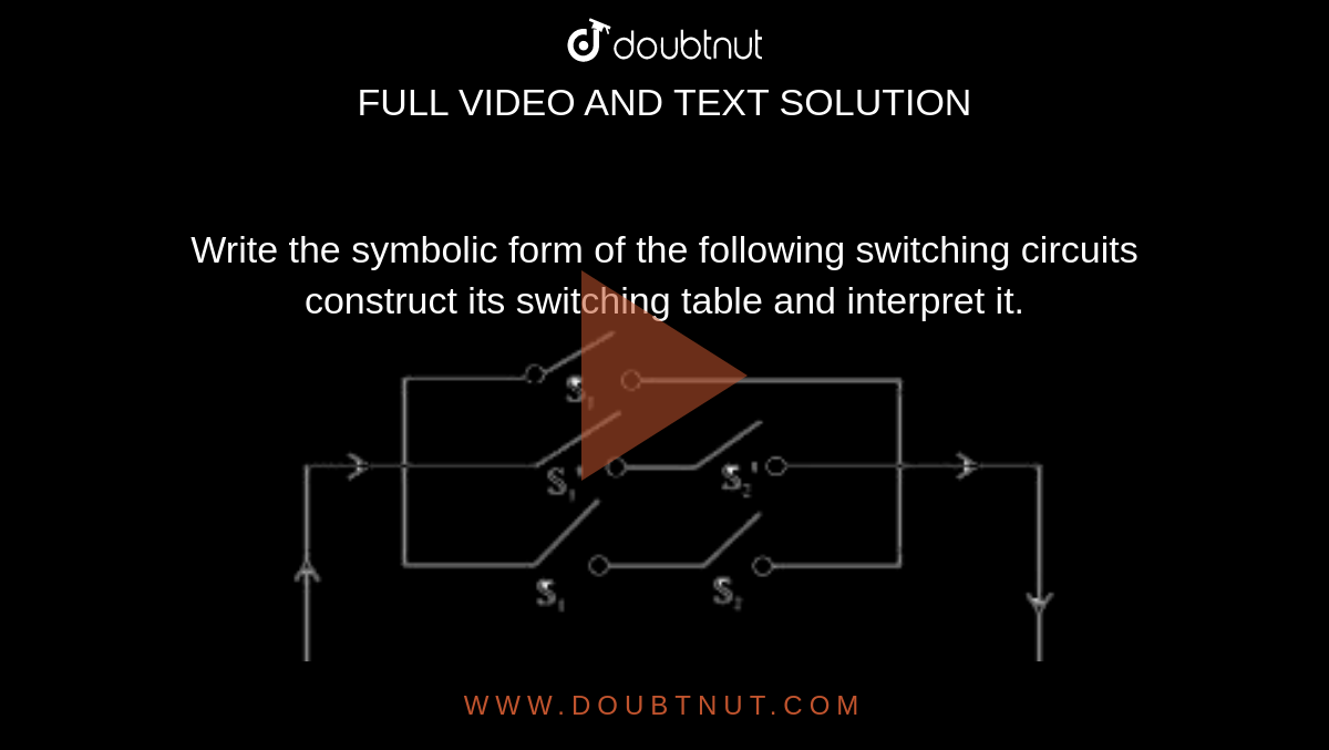 Write The Symbolic Form Of The Following Switching Circuits Construct 3114